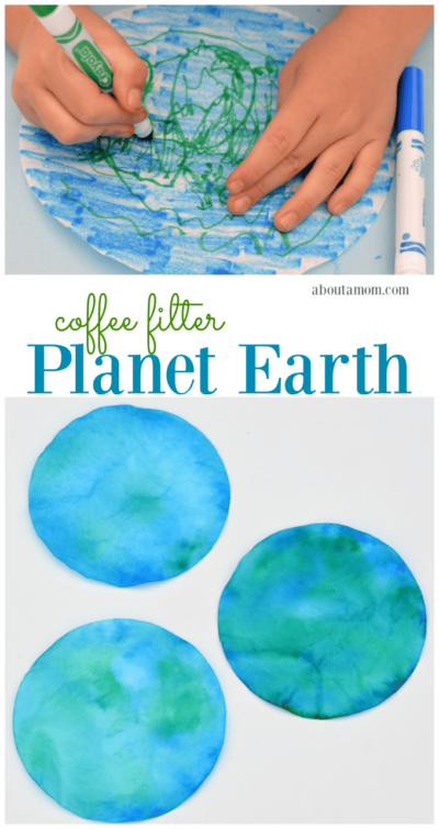 Coffee Filter Planet Earth Day Craft for Kids - About a Mom