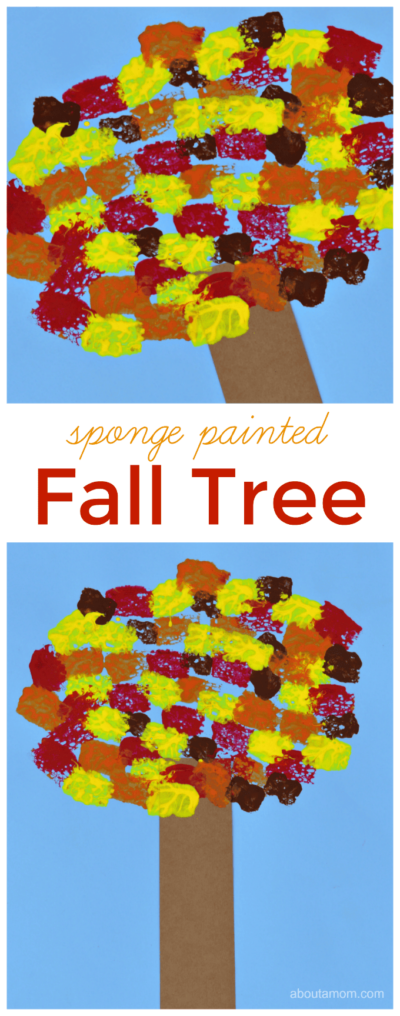 Sponge Painted Fall Tree Craft for Kids - About a Mom
