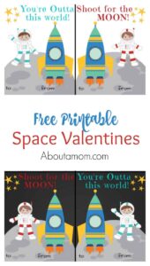 Free Printable Space Theme Valentine's Day Cards - About a Mom
