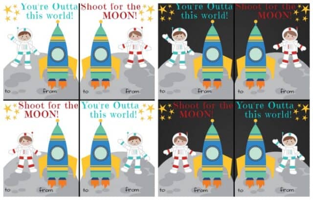 Free Printable Space Theme Valentine's Day Cards - About a Mom