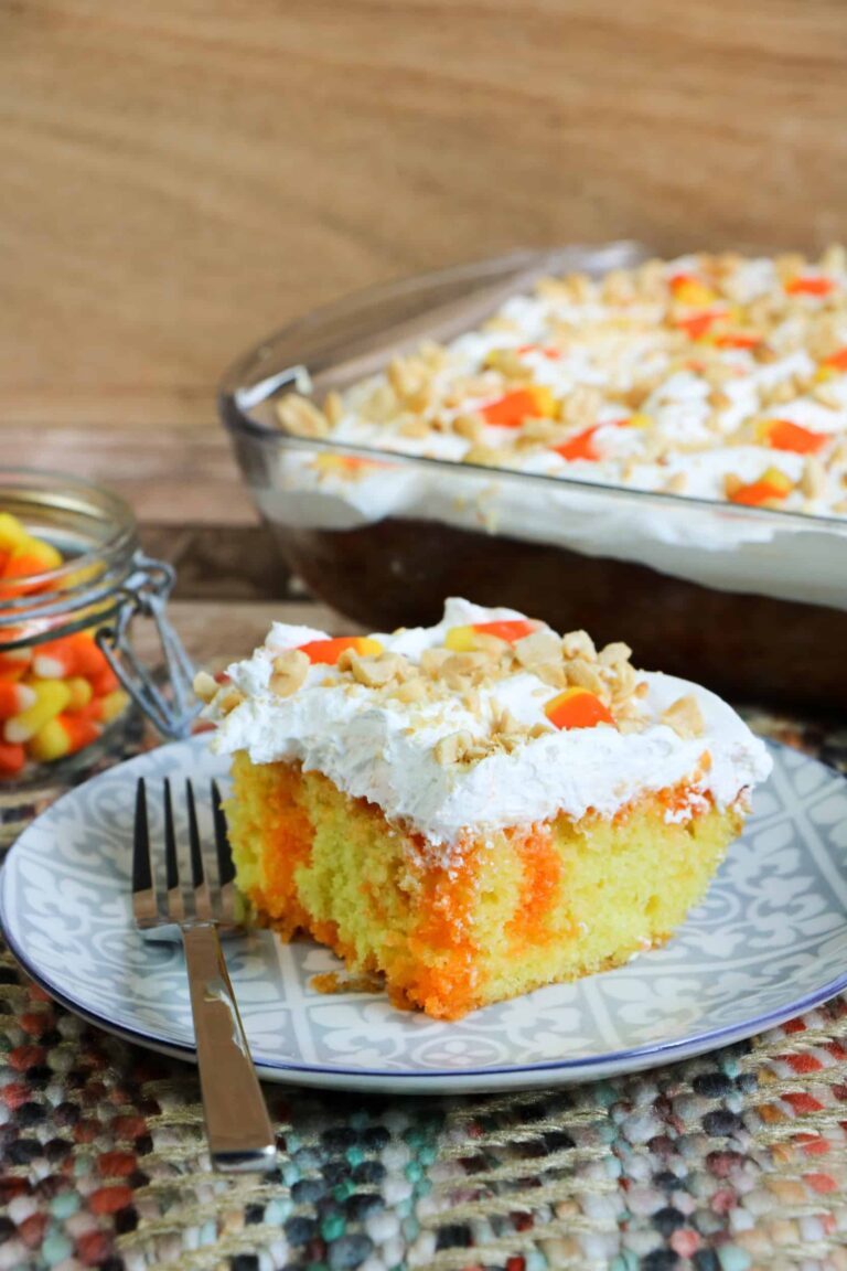 Candy Corn Poke Cake Recipe - About a Mom