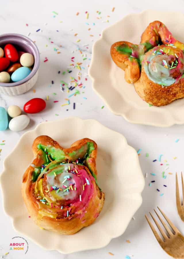 Homemade Easter Bunny Cinnamon Rolls - About a Mom
