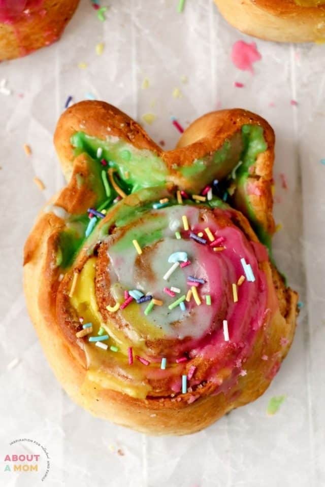 Homemade Easter Bunny Cinnamon Rolls - About a Mom