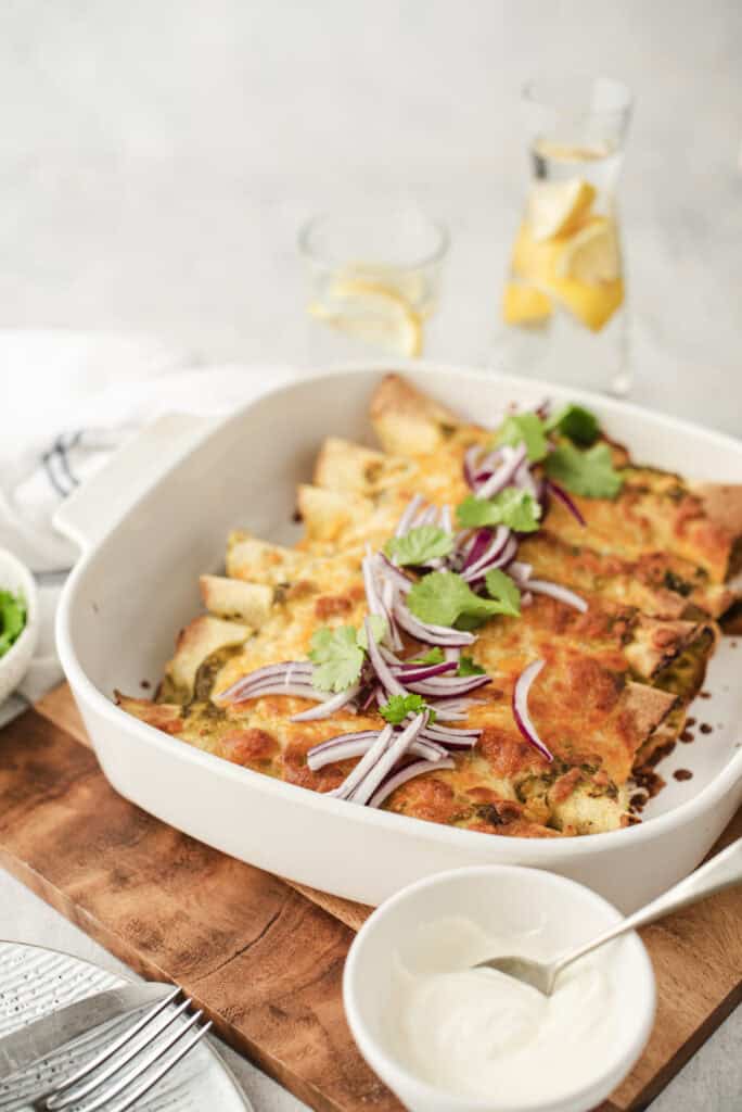 Green Chile Chicken Enchiladas - About a Mom